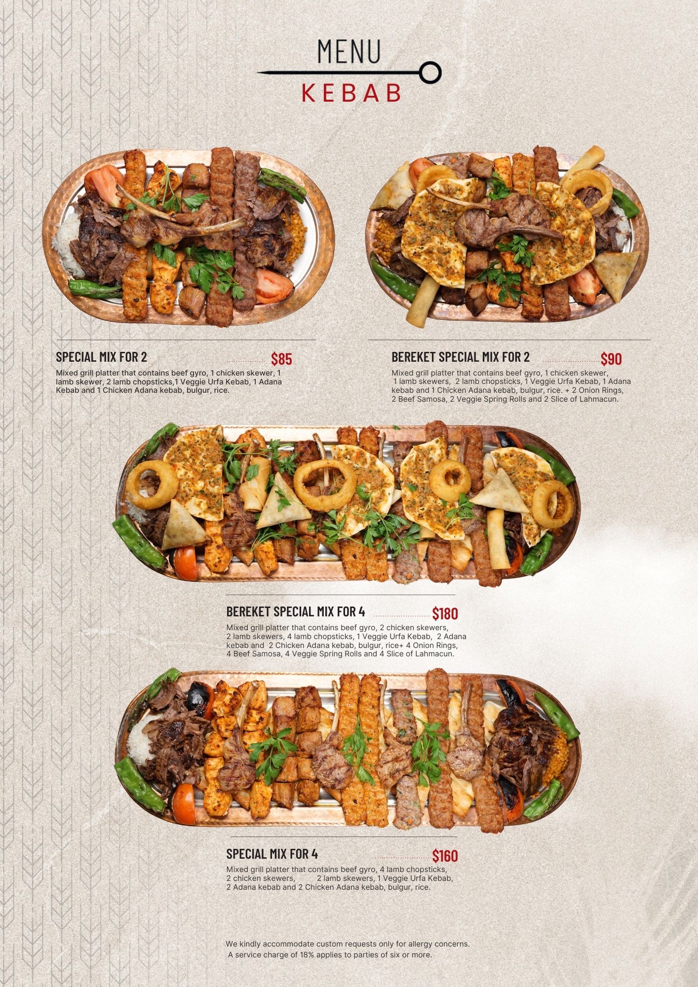 Menu - Bereket Kebab House Turkish Cuisine