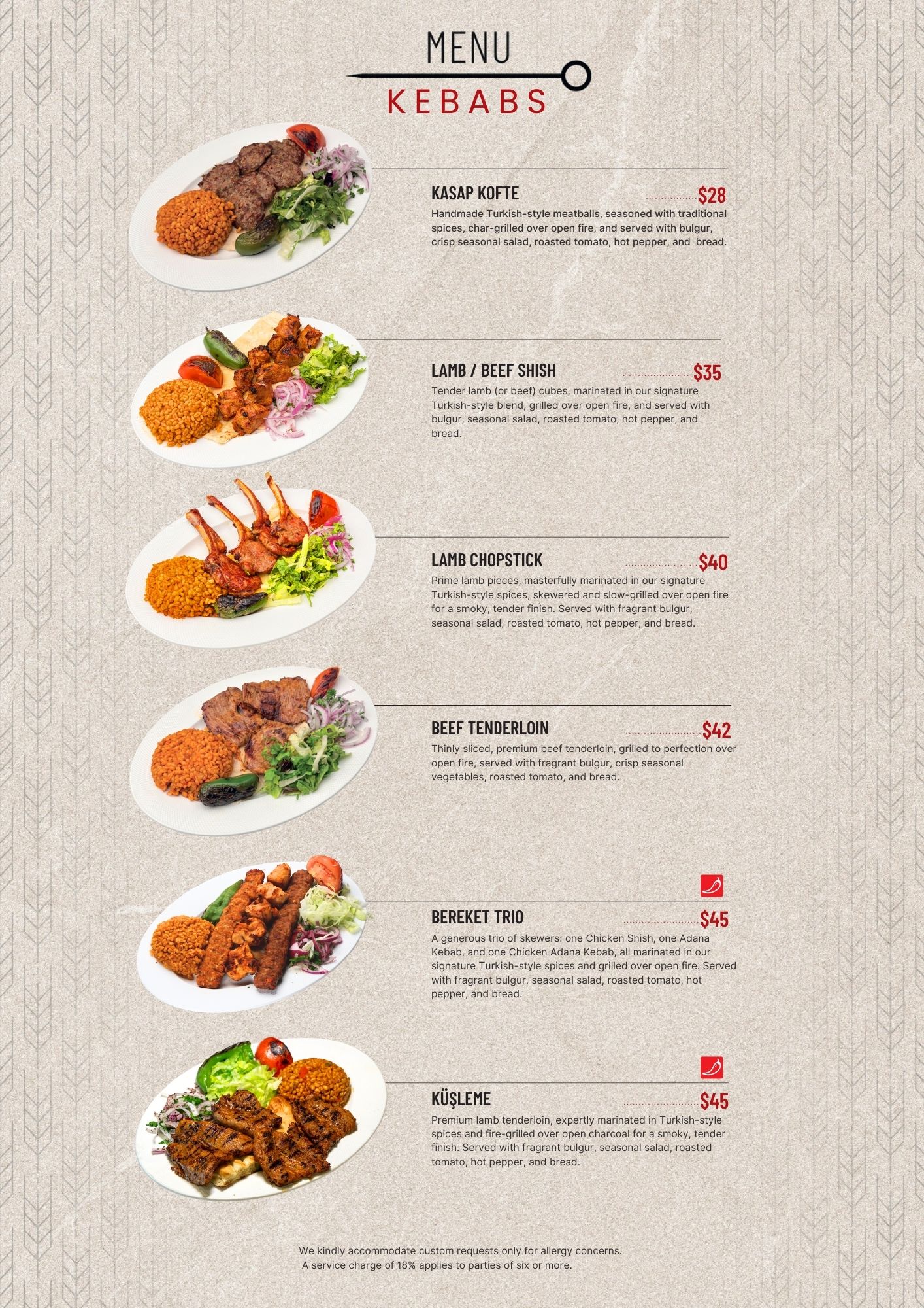 Menu - Bereket Kebab House Turkish Cuisine